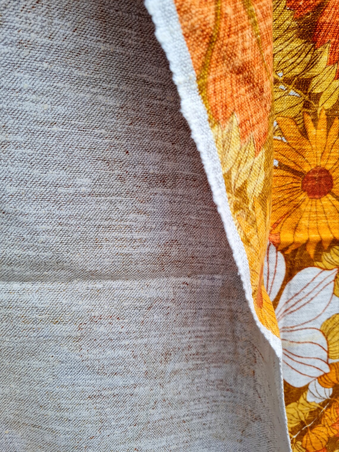 Vintage Raw Linen, Linen Flower Fabric, - Etsy