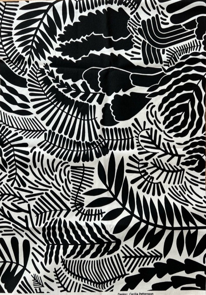 Mix of Black and White Ikea Fabric, Vintage Ikea Fabric, Black and ...