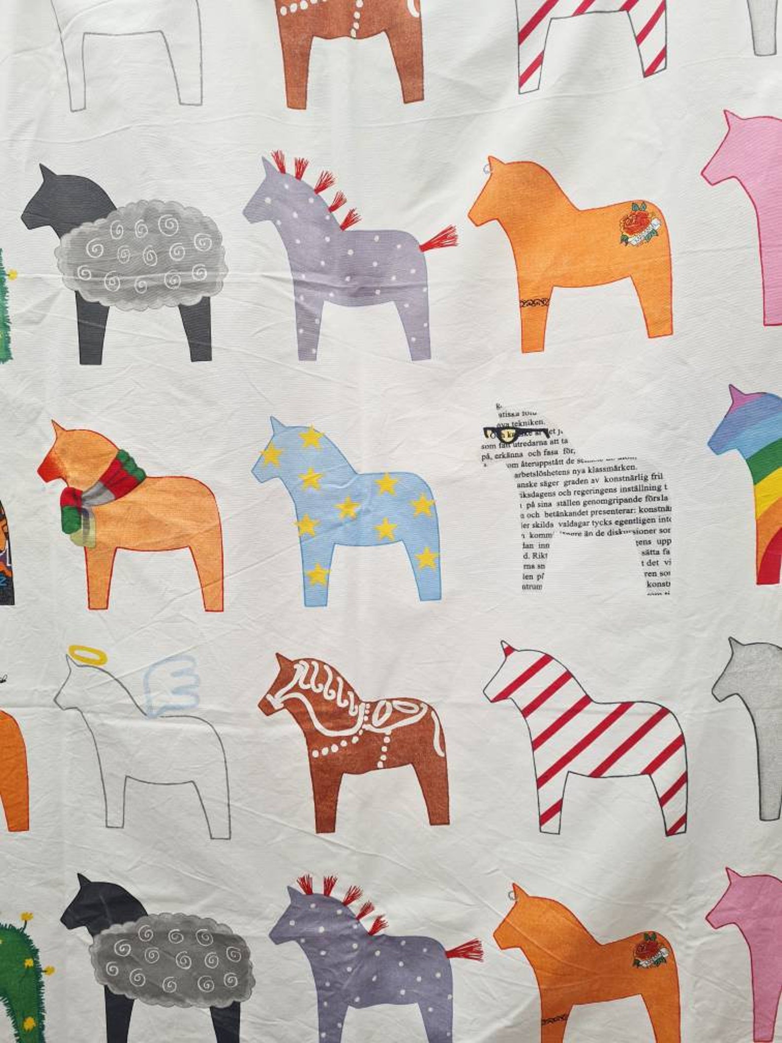 Vintage Ikea Fabric: Heavy Canvas With Dala Horse Print - Etsy