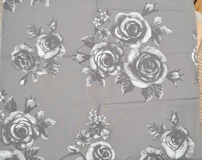 Gray Roses Fabric, Ikea Inga Leo Design, Vintage Ikea Fabric, - Etsy