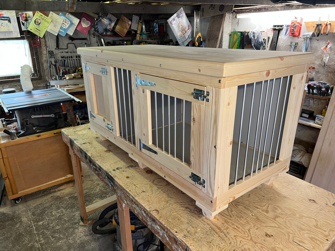 Redwood Pine Dog Kennel With Side Cabinet - Etsy