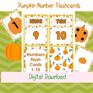 Number Flashcards Printable. Printable Pumpkin-themed Flashcards ...