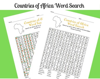 Printable Digital Word Search Game Activity Creatures Animals of Africa ...
