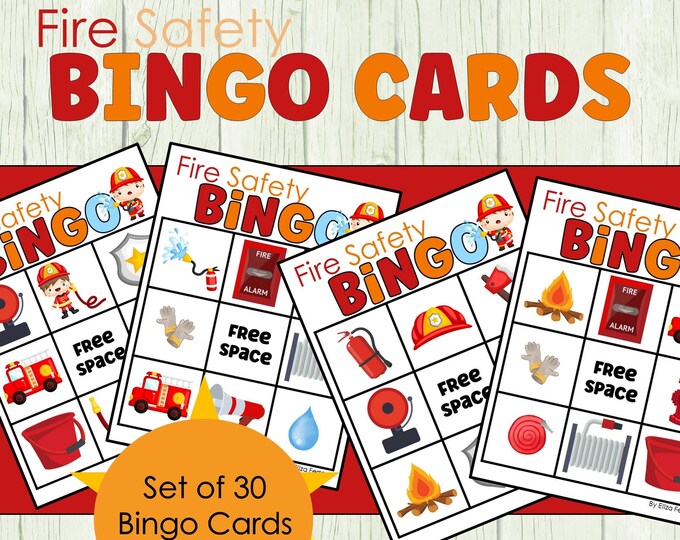 Fire Safety Bingo Game Printable, Set of 30 Unique Bingo Cards and ...