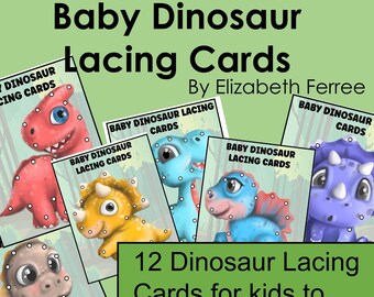 Dinosaur Lacing Cards - Etsy