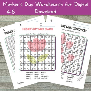 Mother's Day Word Search Game Word Search Printable for - Etsy