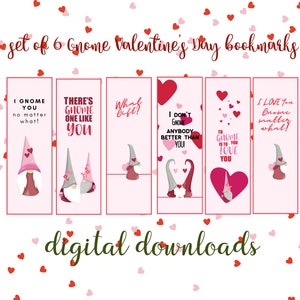 Gnome Valentine's Day Bookmark Printable, Kids Printable Valentine ...