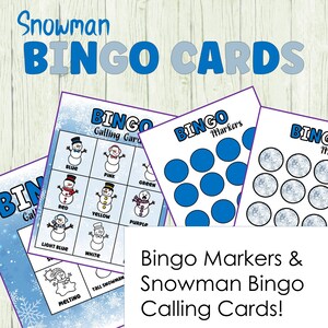 Snowman Bingo Card Printable for Kids. Winter Bingo Game. Bingo Calling ...
