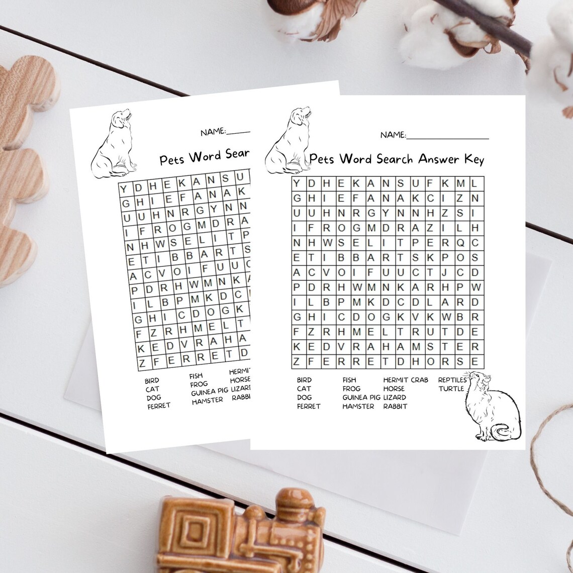Pets Word Search Wordsearch Printable for Kids Kids Activity | Etsy