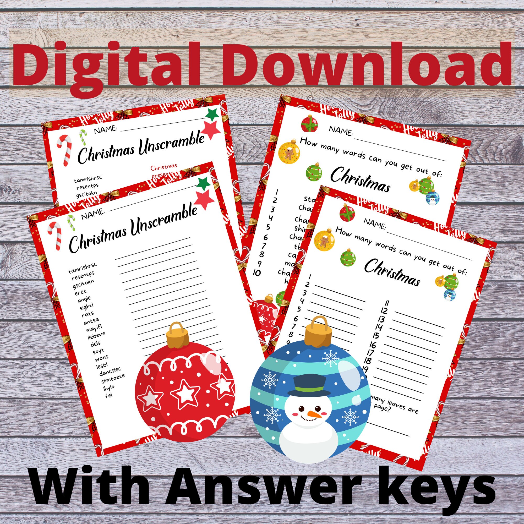 Virtual Christmas Party Pack Printables, Virtual Christmas Games ...