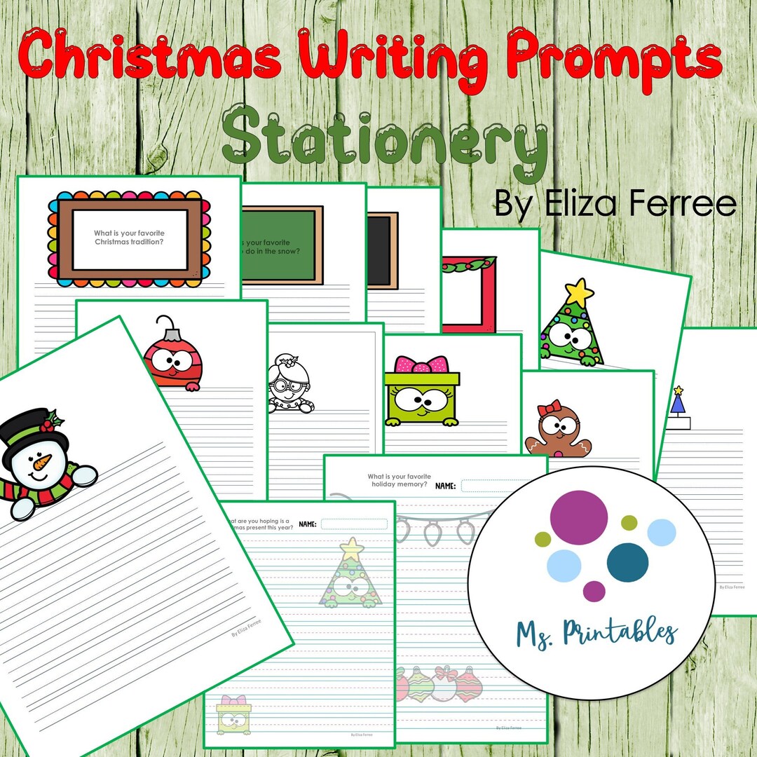 Christmas Writing Prompt Paper, Christmas Digital Paper, Lined Paper ...
