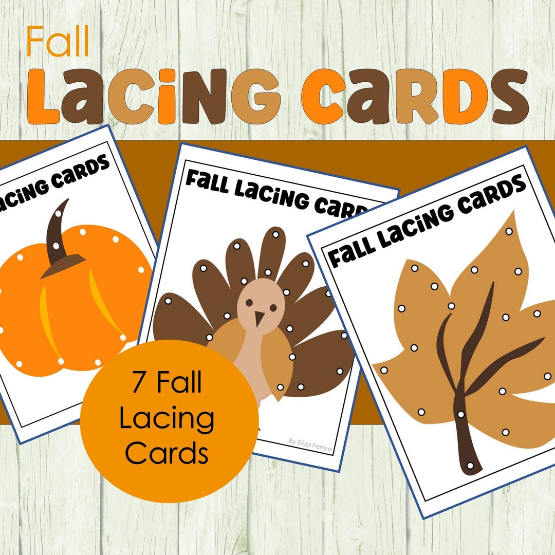 Fall Lacing Card Printable, Fall Sewing Cards, Preschool Activities ...