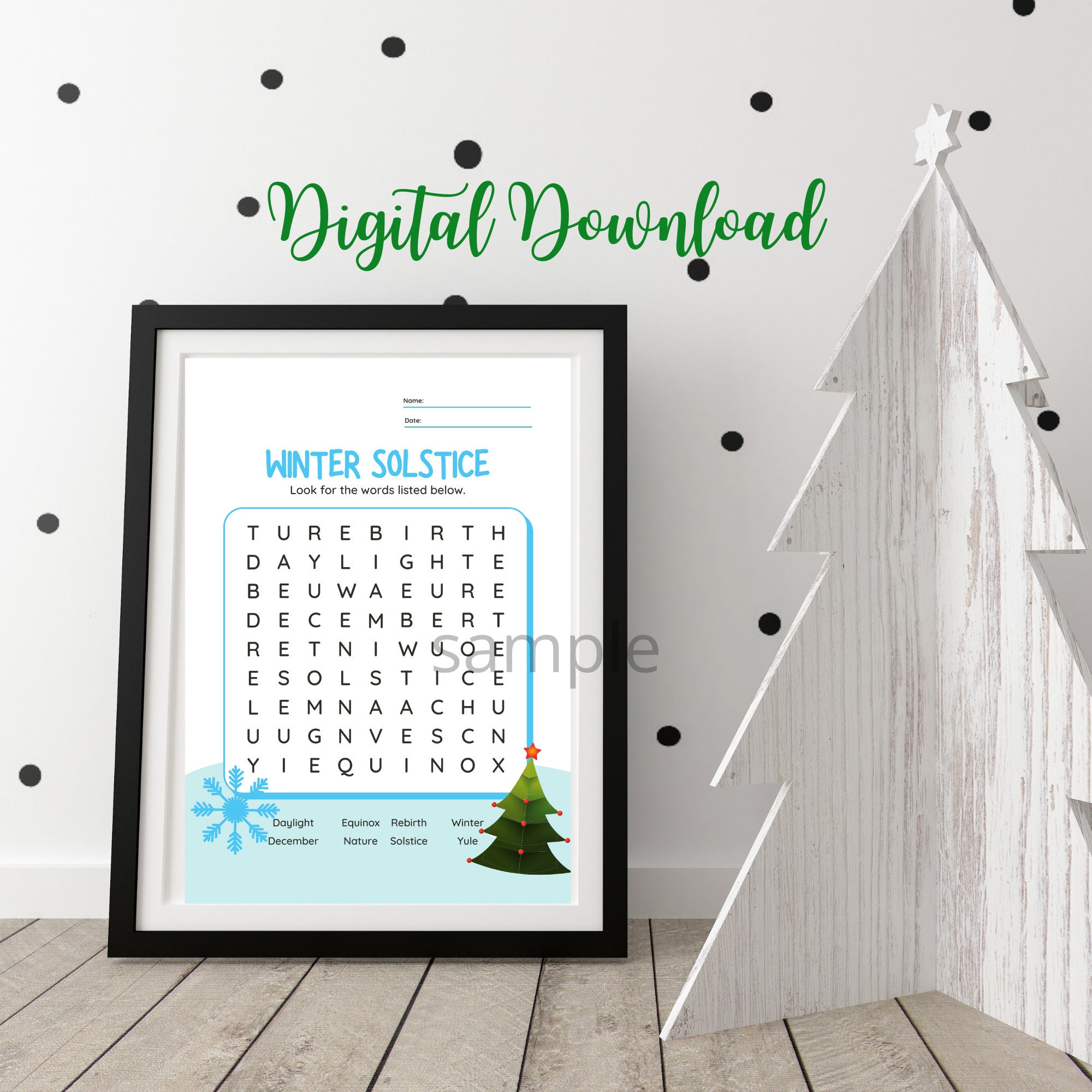 Easy Word Search Printable for Kids, Winter Solstice Word Search, Kids ...