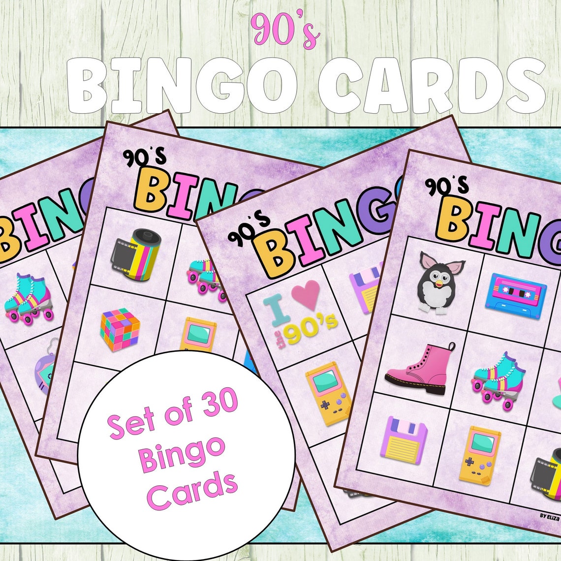 90's Bingo Cards, 90's Games, 90's Birthday Party, 90's Bingo Printable ...