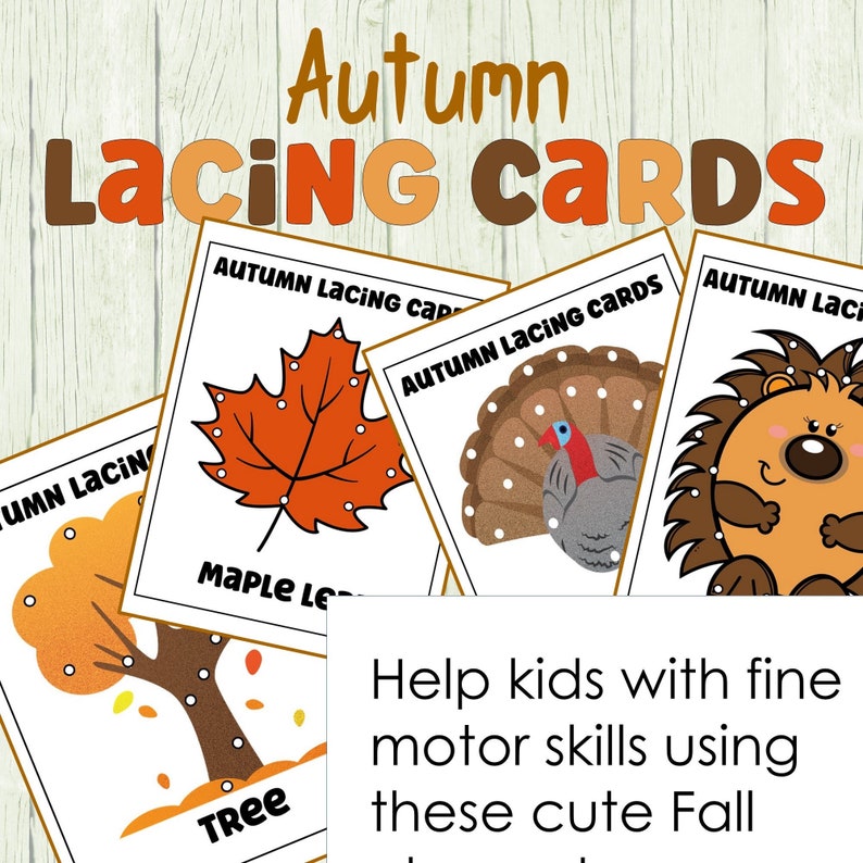 Autumn Lacing Card Printable, Lacing Cards for Preschoolers, Preschool ...