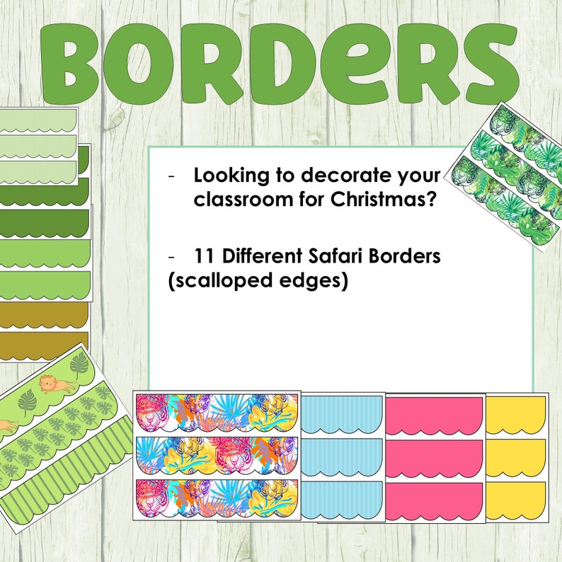 Safari Bulletin Board Borders Jungle Borders jungle Classroom Decor ...