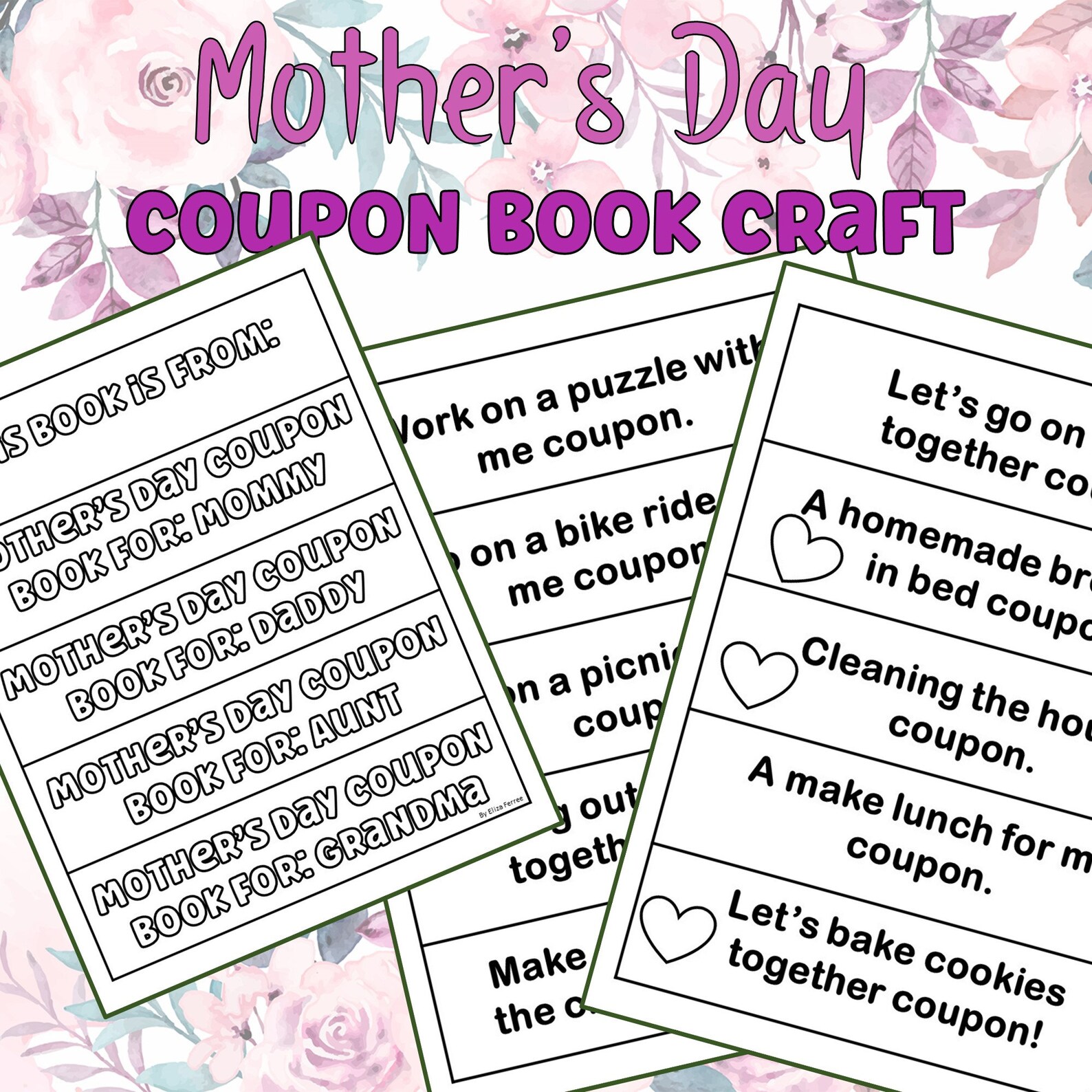 Mother's Day Coupon Book, Printable Coupon Book, Mother's Day ...