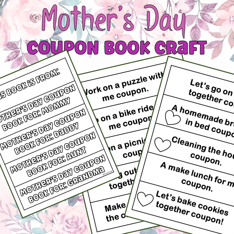 Mother's Day Coupon Book, Printable Coupon Book, Mother's Day ...