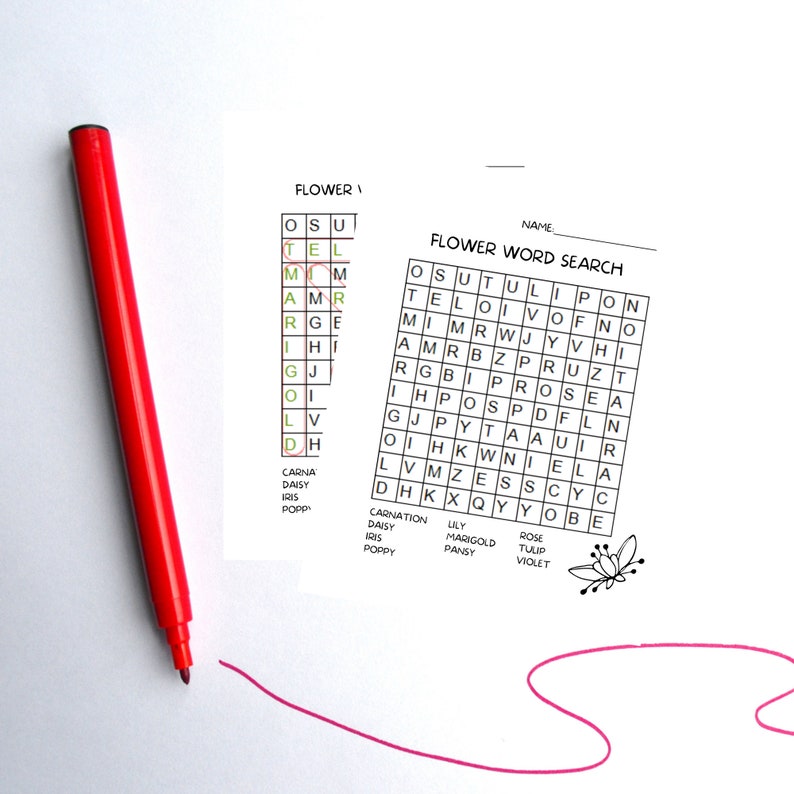 Flower Word Search Printable, Easy Word Search for Kids, Kids Word ...