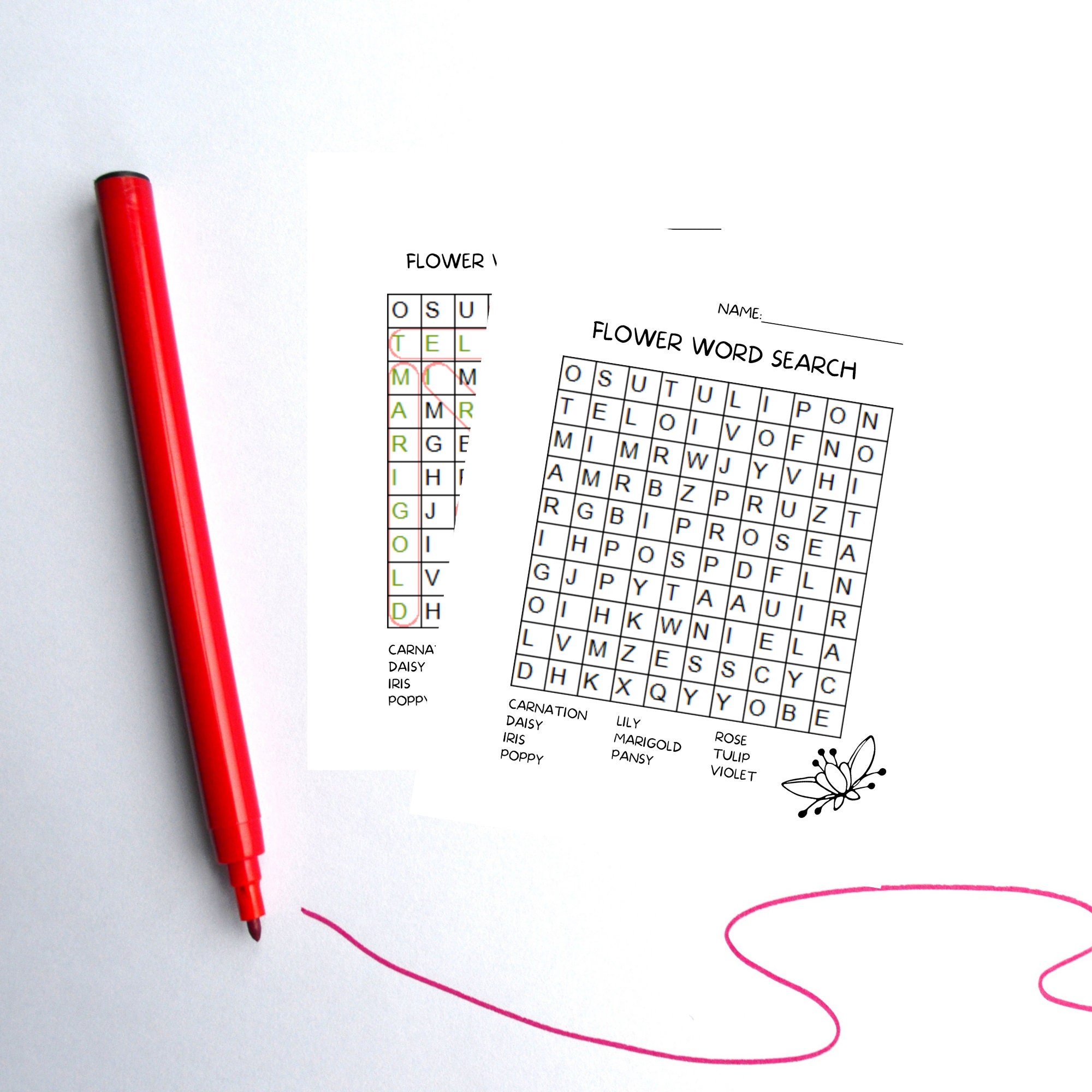 Flower Word Search Printable, Easy Word Search for Kids, Kids Word ...