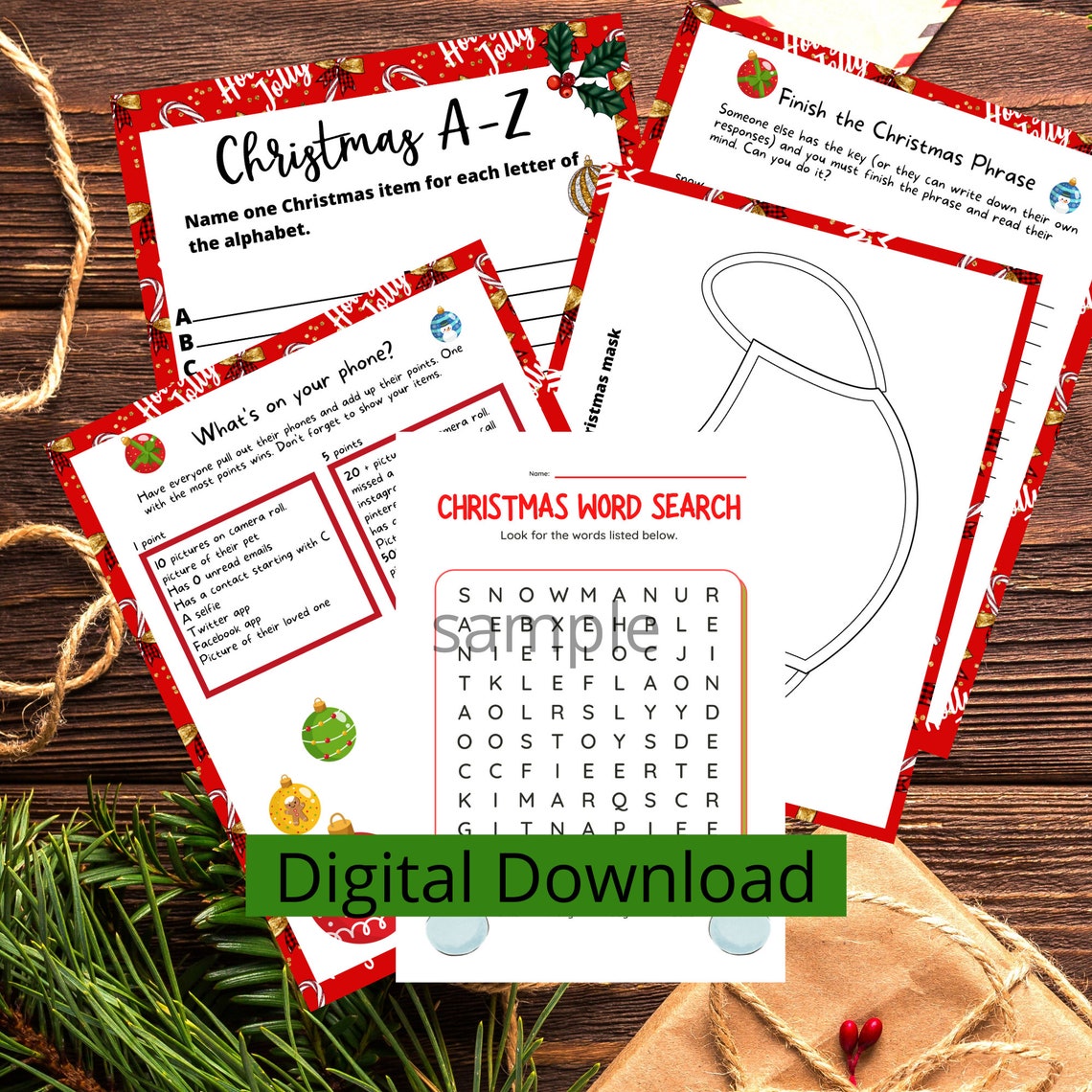 Virtual Christmas Party Pack Printables, Virtual Christmas Games ...