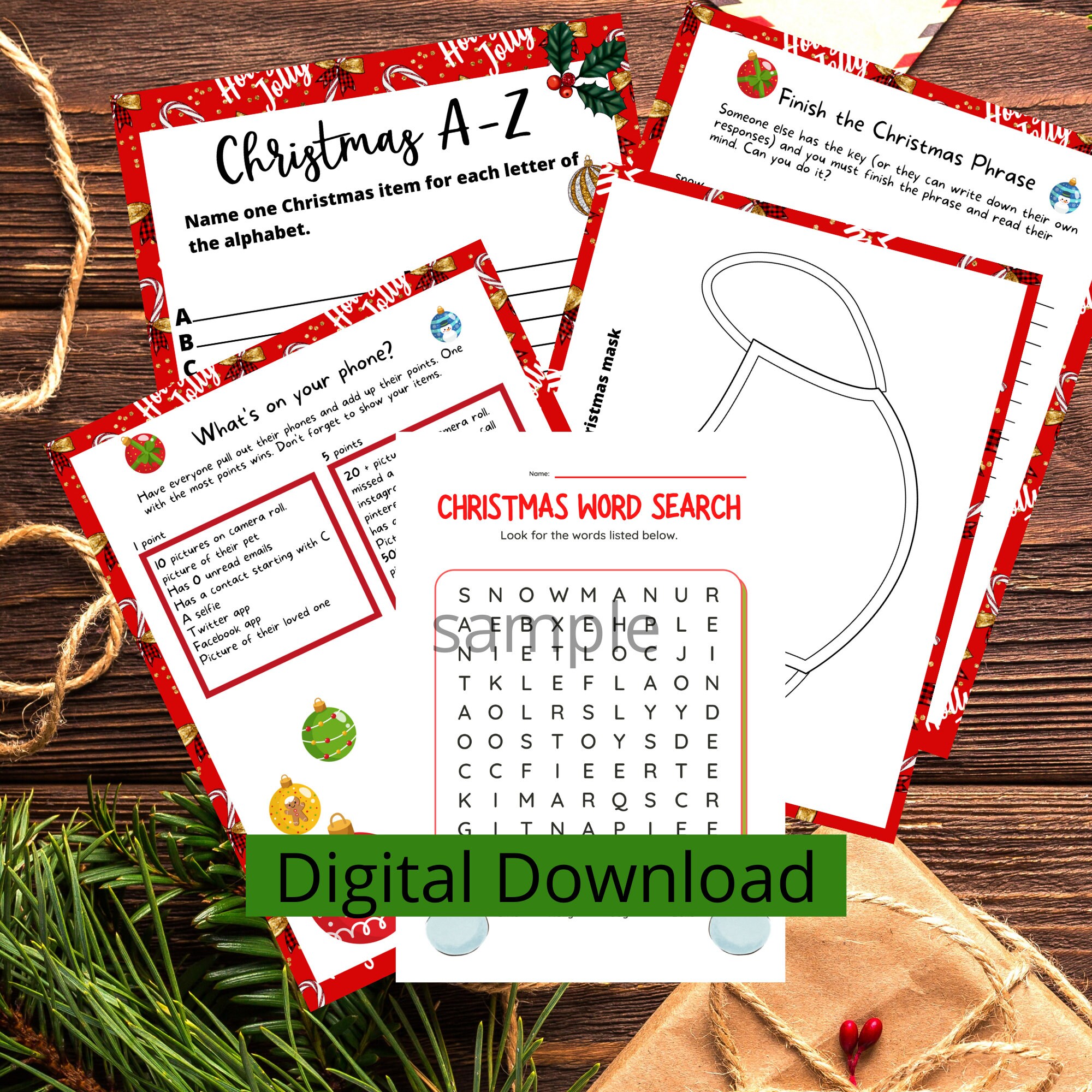 Virtual Christmas Party Pack Printables, Virtual Christmas Games ...