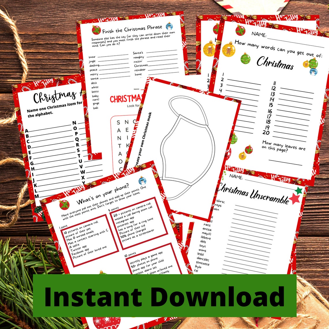 Virtual Christmas Party Pack Printables, Virtual Christmas Games ...