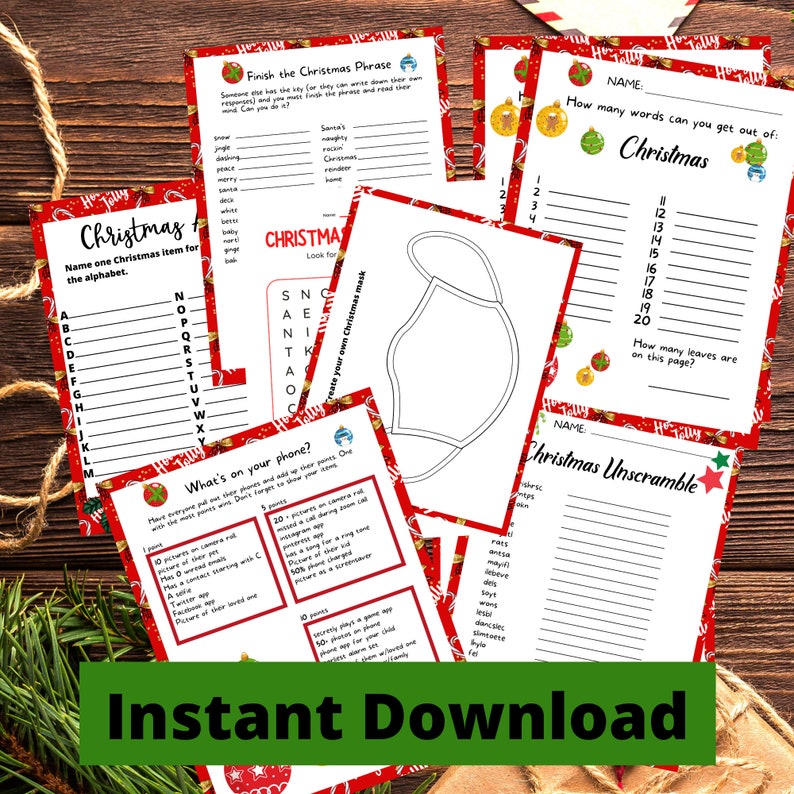 Virtual Christmas Party Pack Printables, Virtual Christmas Games ...