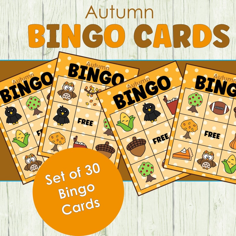 Autumn Bingo Card Printable for Kids. Bingo Calling Cards and - Etsy
