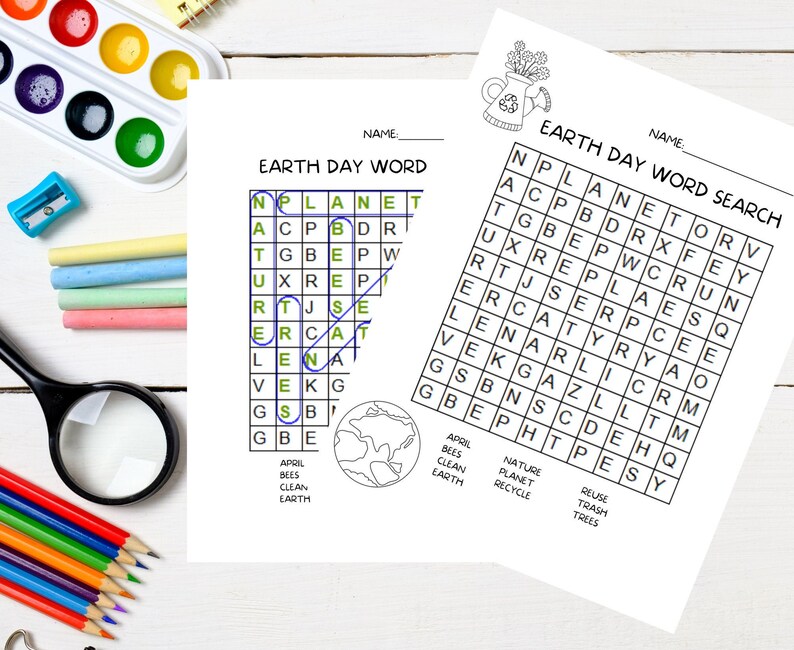 Earth Day Word Search for Kids, Word Game Printable, Kids Word Search ...