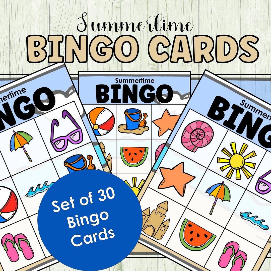 Summertime Bingo, Bingo Printable Game, Summer Activity, Classroom ...