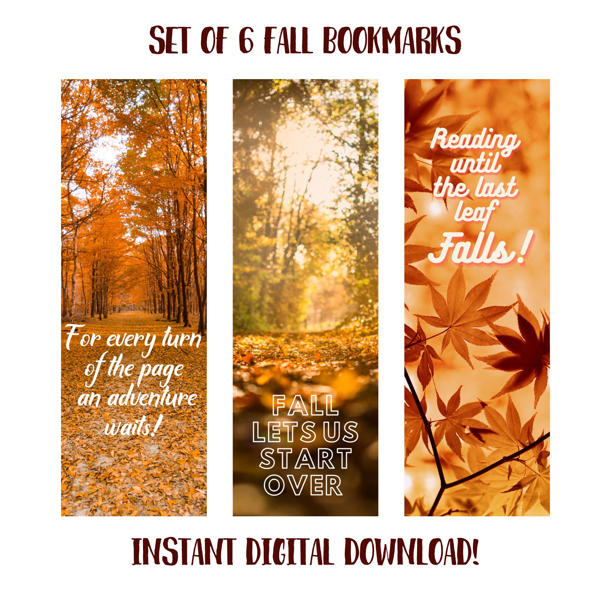 Fall Bookmarks, Autumn Leaf Bookmarks, Leaf Bookmarks, Autumn Color ...