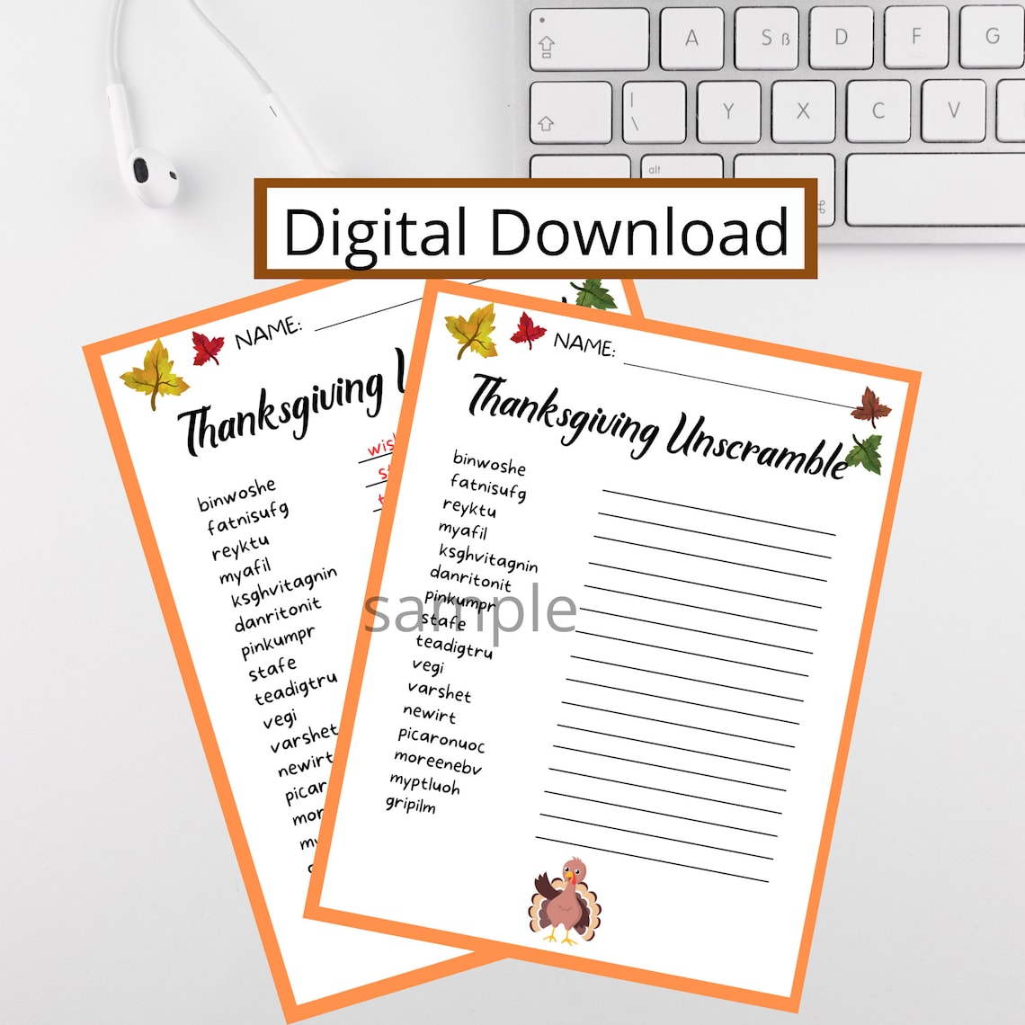 Thanksgiving Unscrambler Worksheet. Guess the Words. Thanksgiving ...