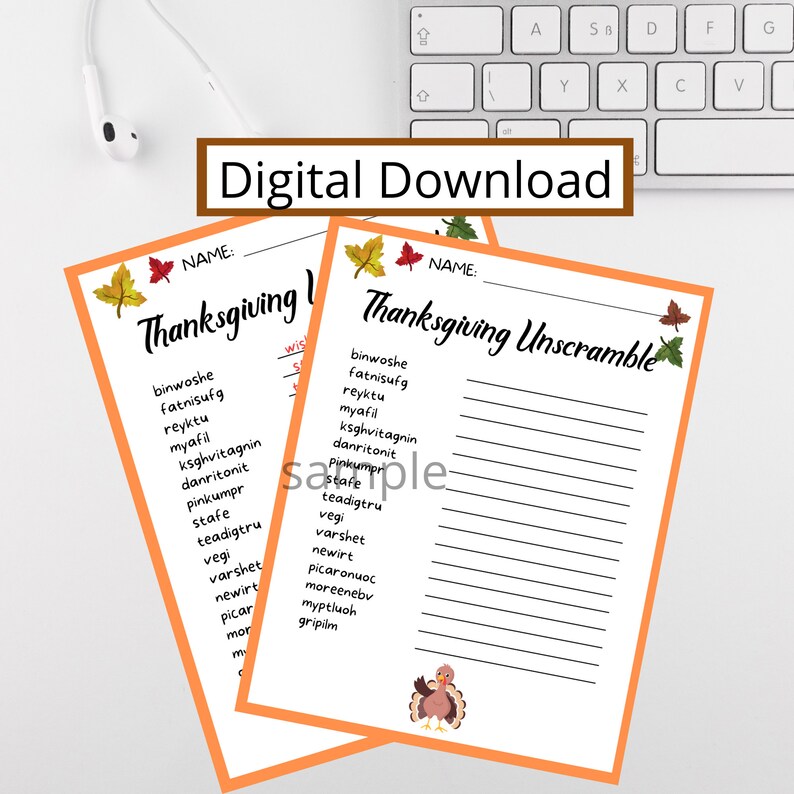 Thanksgiving Unscrambler Worksheet. Guess the Words. Thanksgiving ...