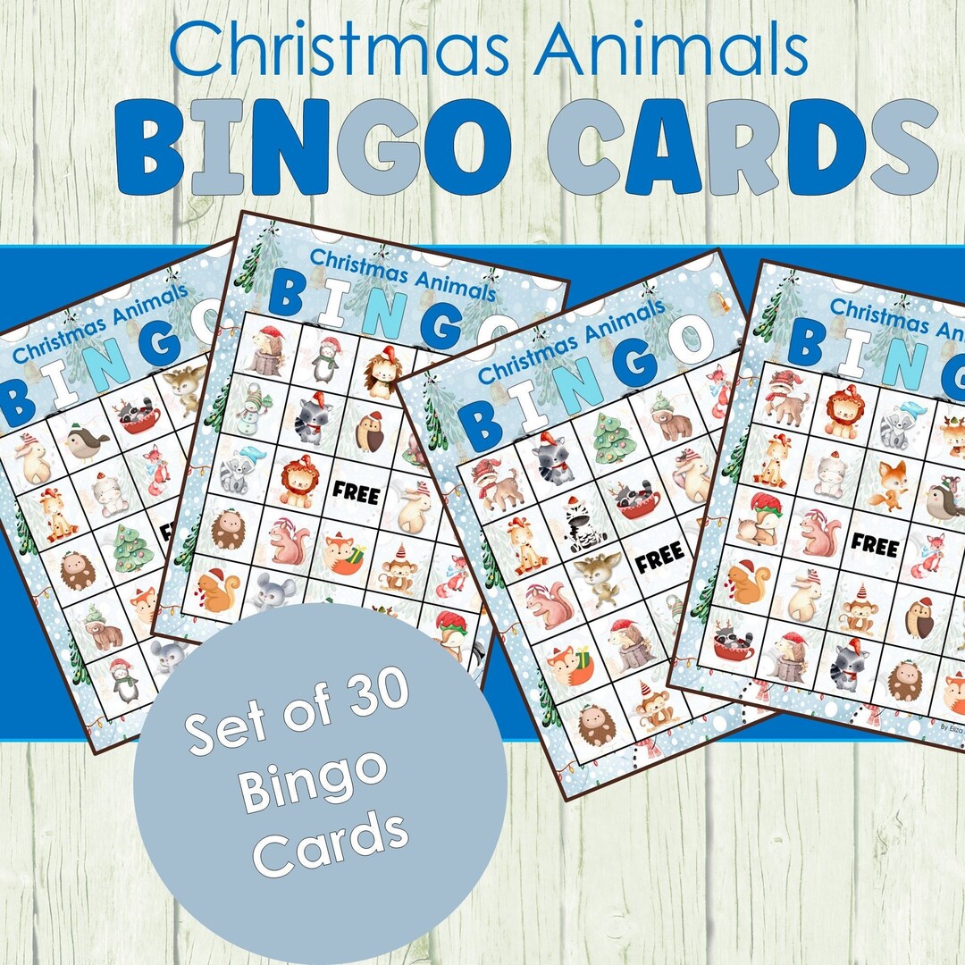 Christmas Animal Bingo Printable, Christmas Bingo Game, Classroom Party ...
