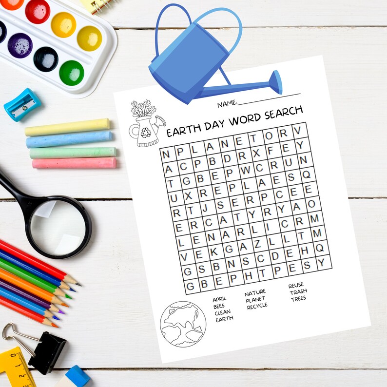 Earth Day Word Search for Kids, Word Game Printable, Kids Word Search ...