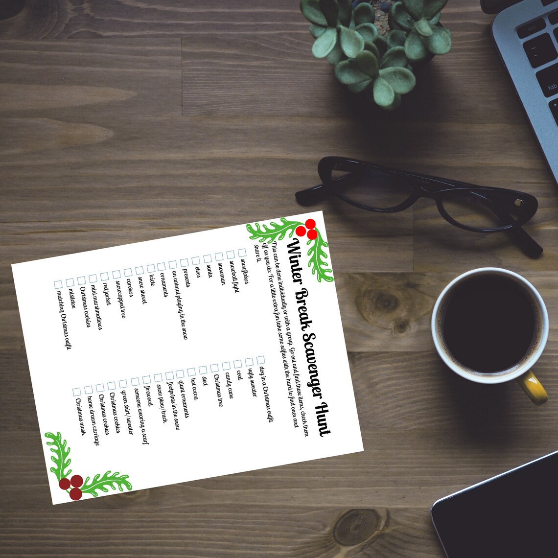 Winter Break Scavenger Hunt Printable List, Scavenger Hunt With Family ...