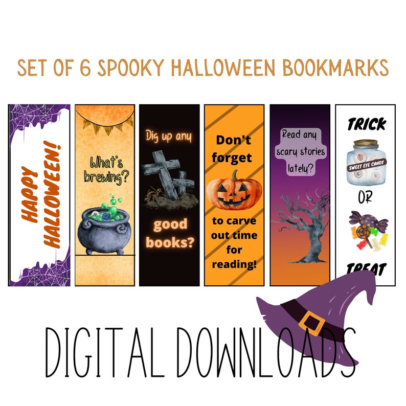 Spooky Halloween Bookmarks Halloween Bookmarks Printable - Etsy