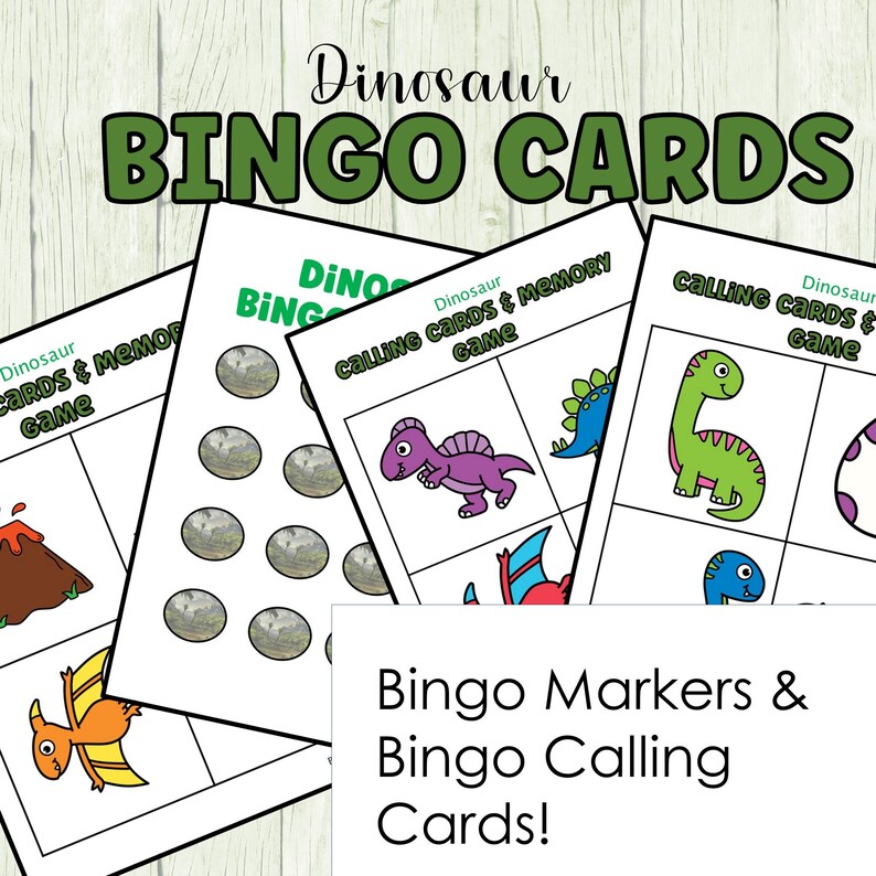 Dinosaur Bingo, Bingo Printable Game, Dinosaur Birthday Party Game ...