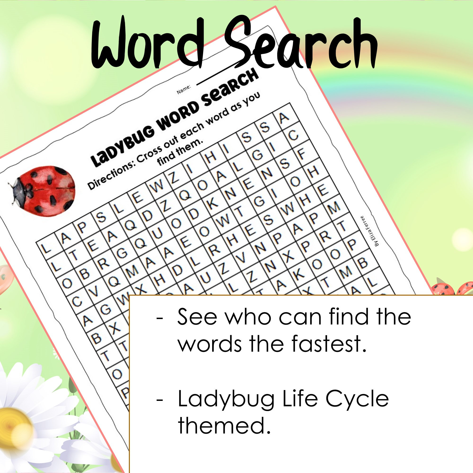 Ladybug Word Search, Ladybug Printable, Ladybug Life Cycle Activity ...