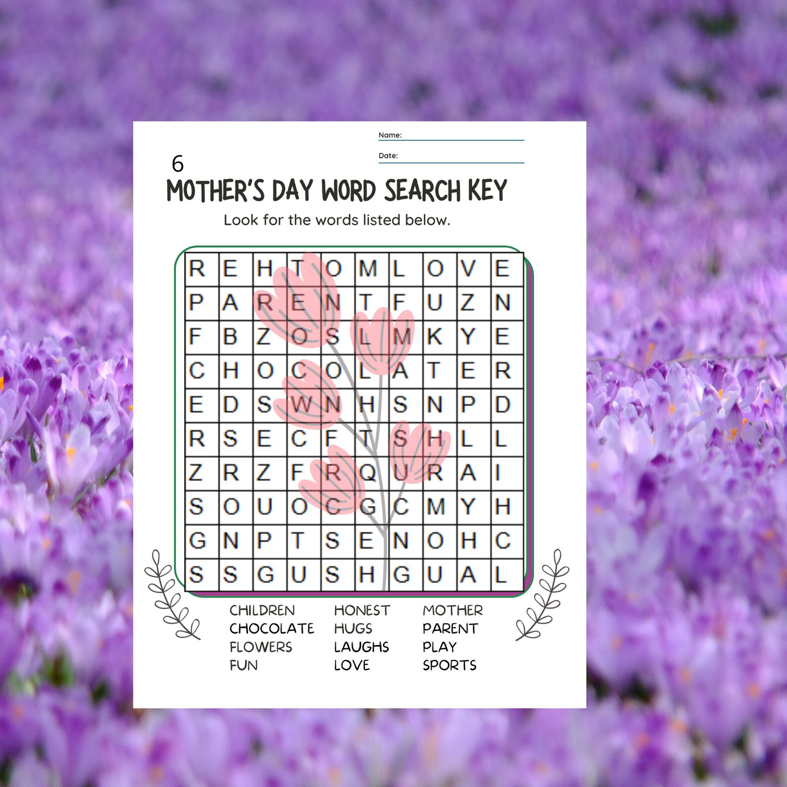 Mother's Day Word Search Game Word Search Printable for - Etsy