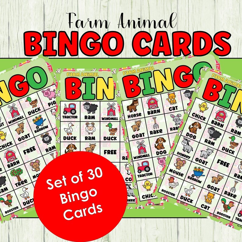 Farm Bingo, Farm Printable Bingo Cards, Farm Game for Kids, Farm ...