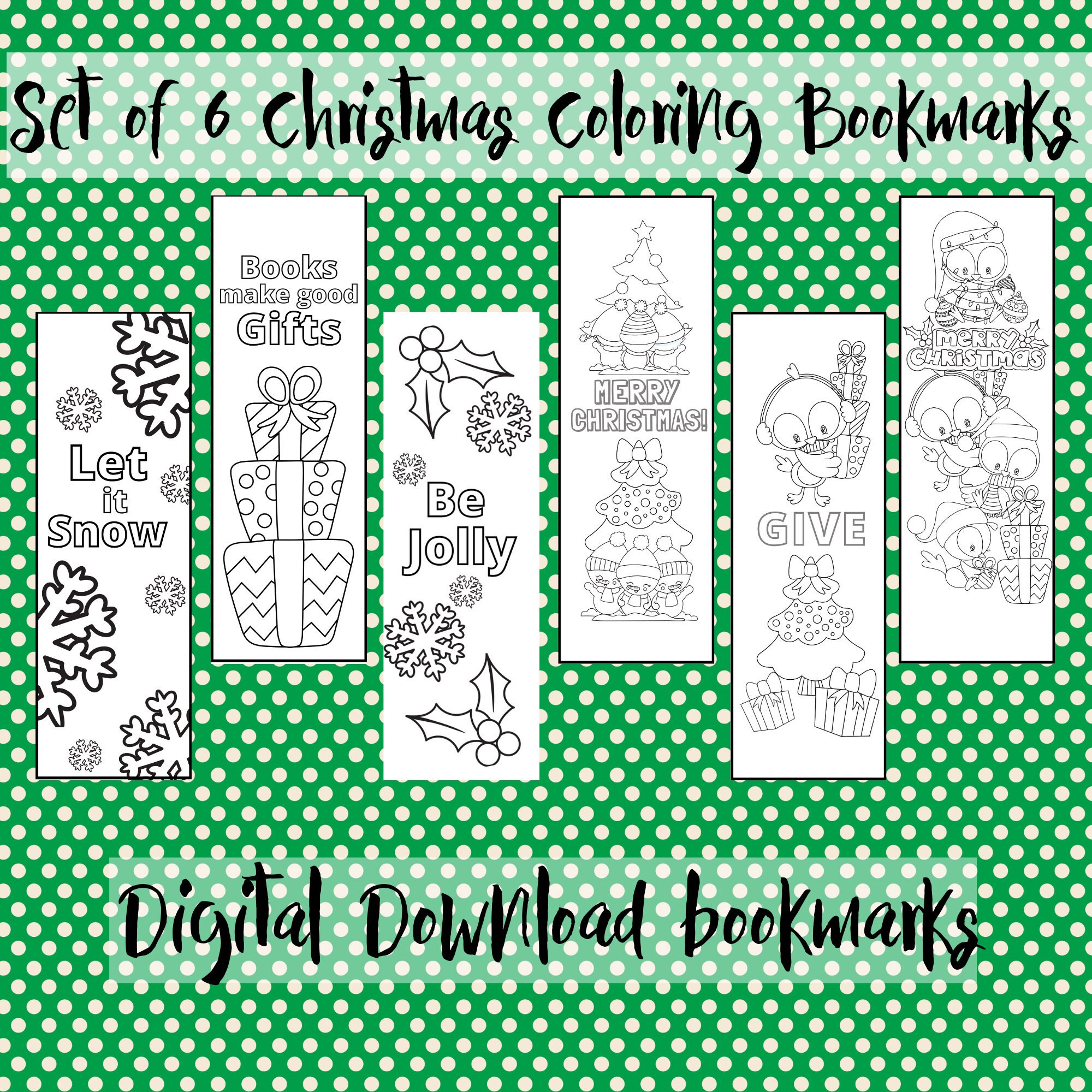 Christmas Coloring Bookmarks Holiday Coloring Pages - Etsy