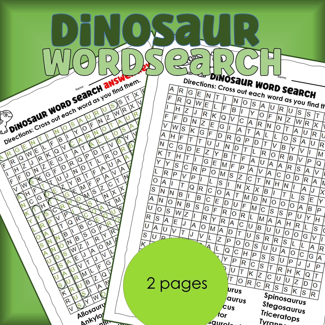 Dinosaur Word Search, Word Search Printable for Kids, Dinosaur ...