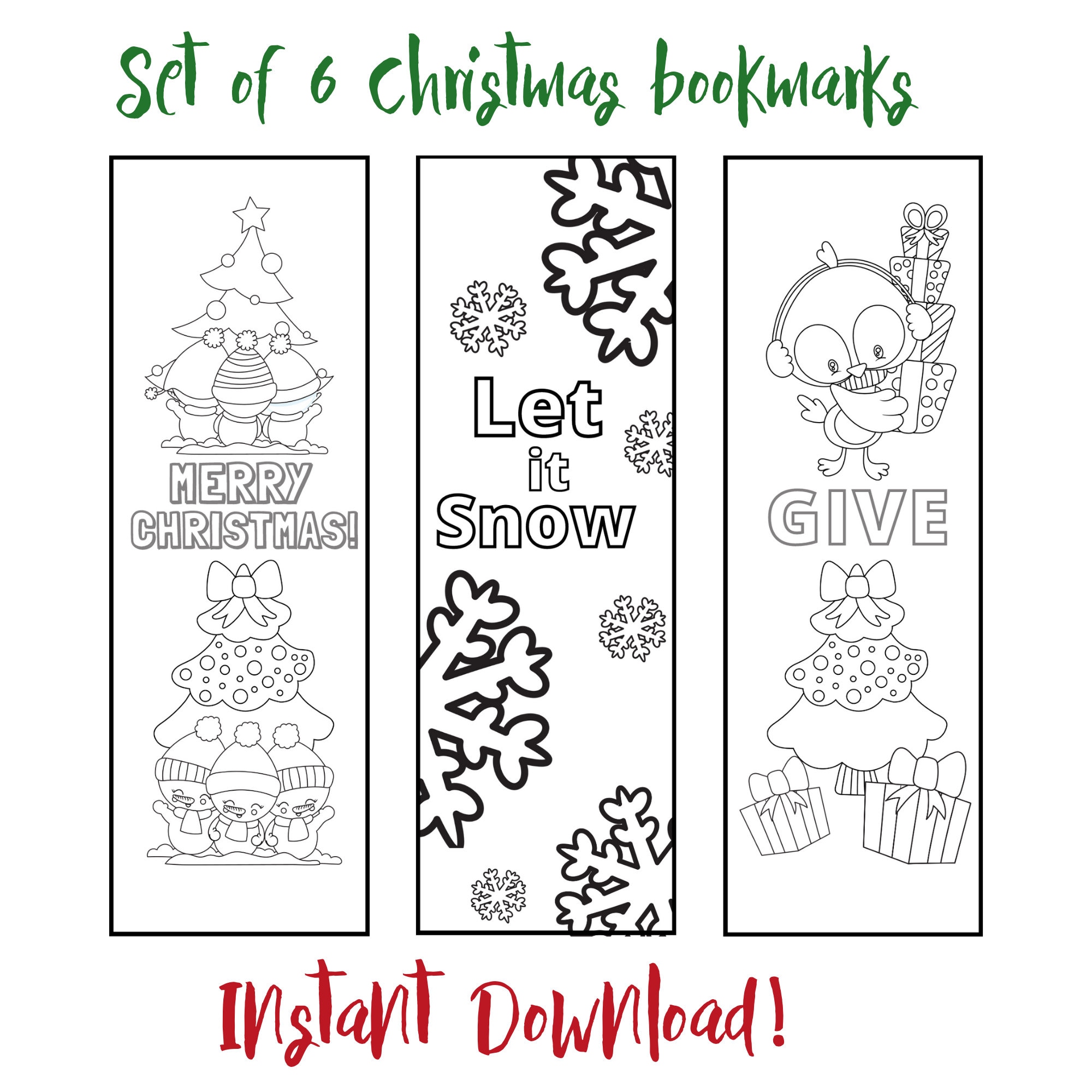 Christmas Coloring Bookmarks, , Holiday Coloring Pages, Christmas Party ...