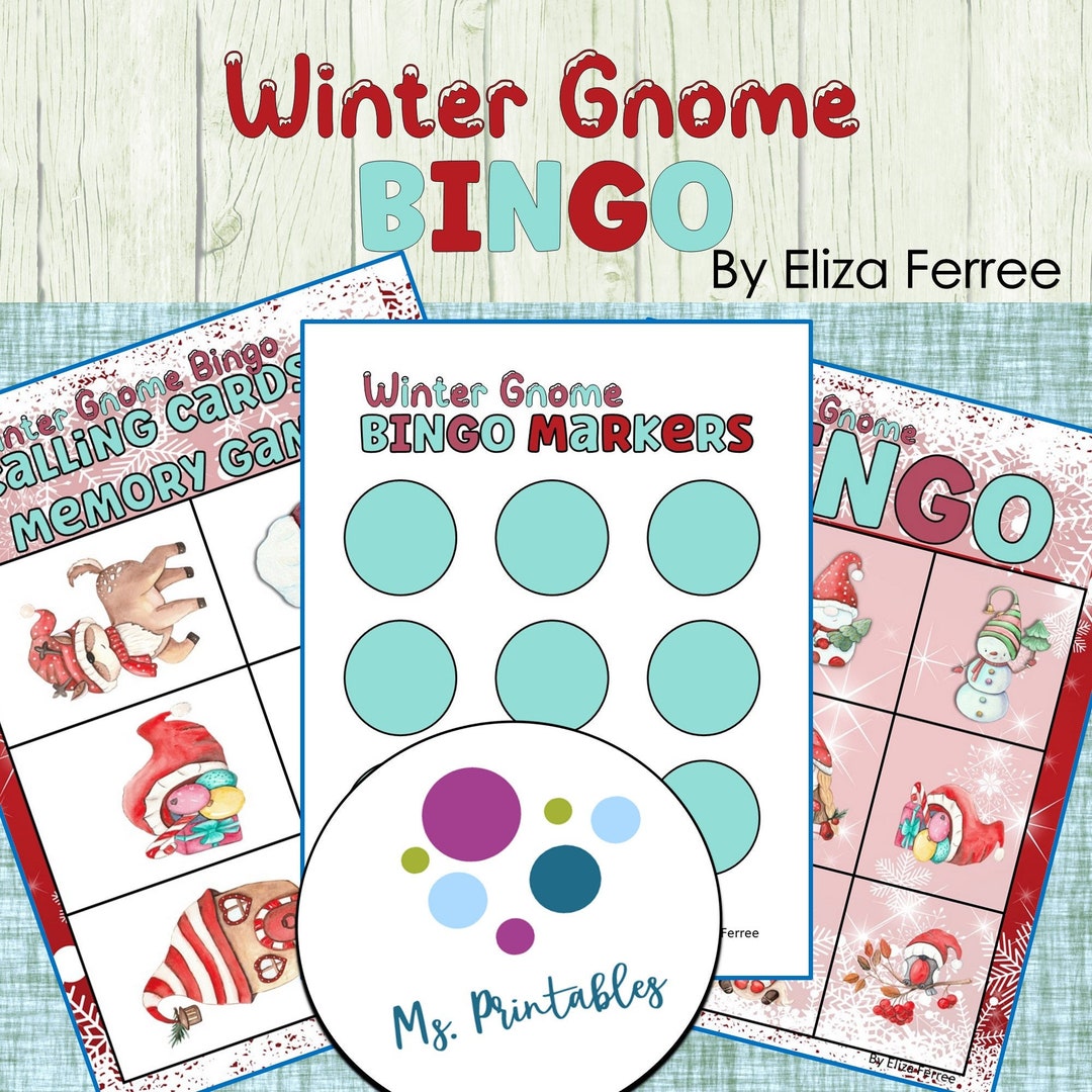 Winter Gnome Bingo Printable. Bingo Game for Kids, Christmas Bingo ...