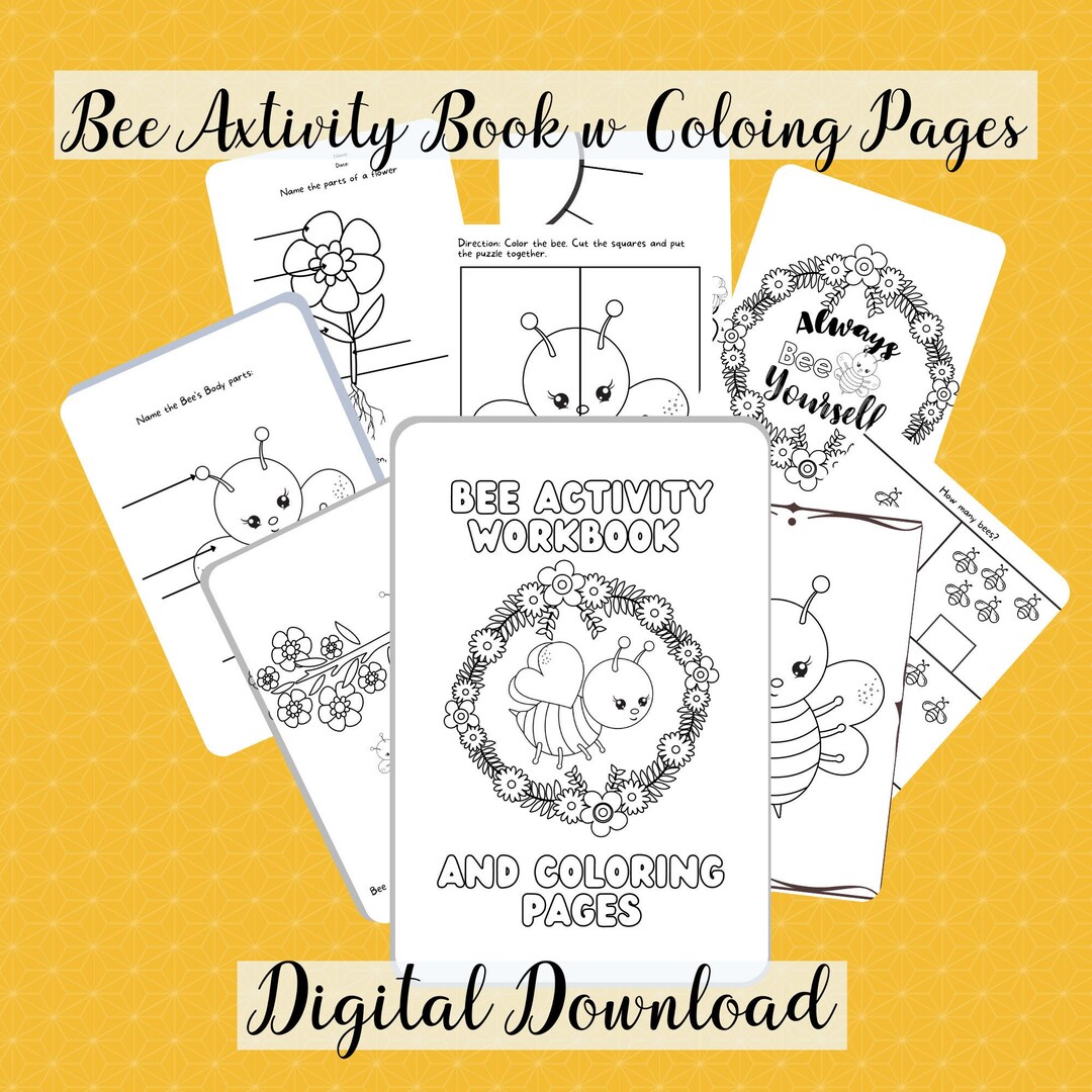 Bee Activity Workbook Printable, Bee Coloring Pages, Bee Facts, Bee ...
