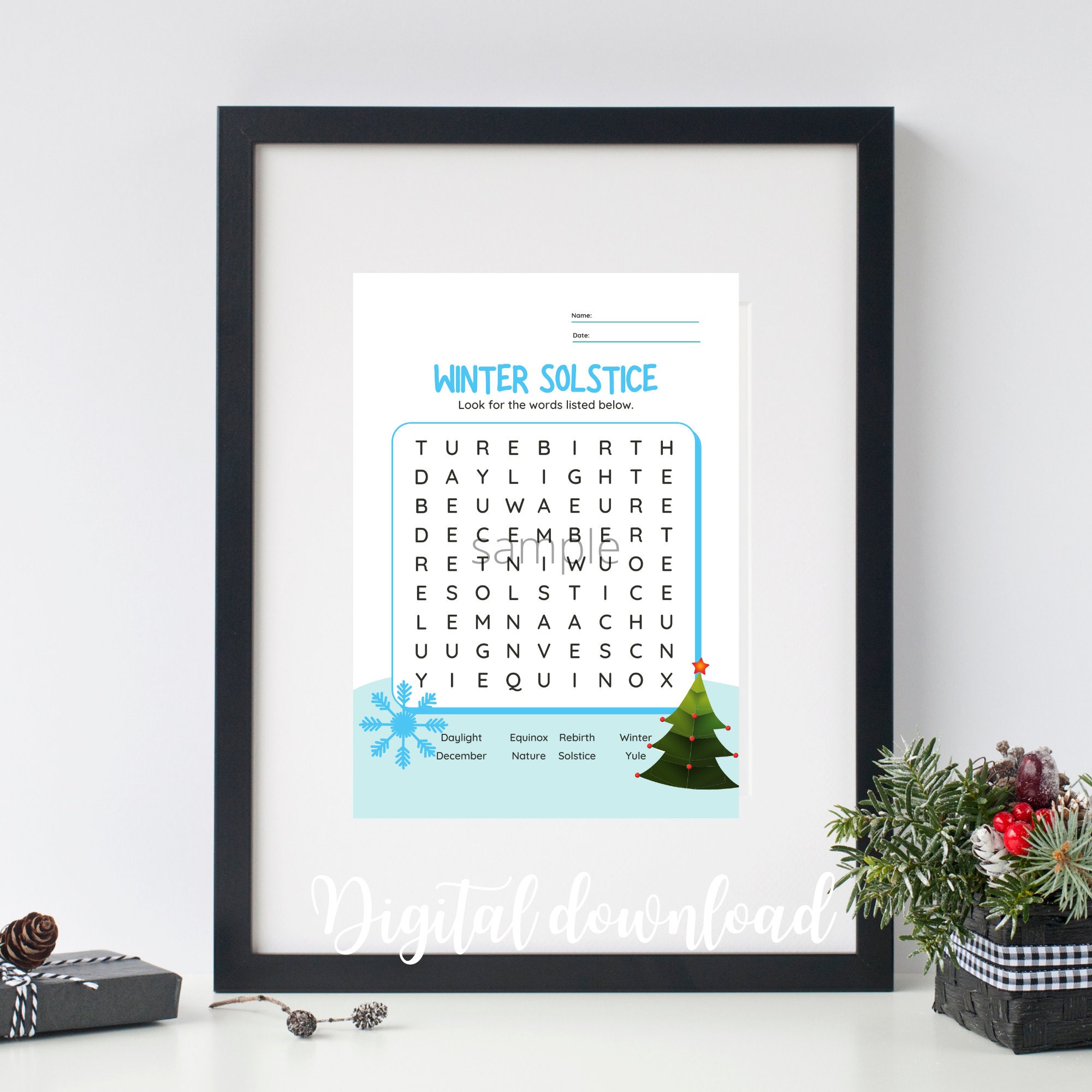 Easy Word Search Printable for Kids, Winter Solstice Word Search, Kids ...