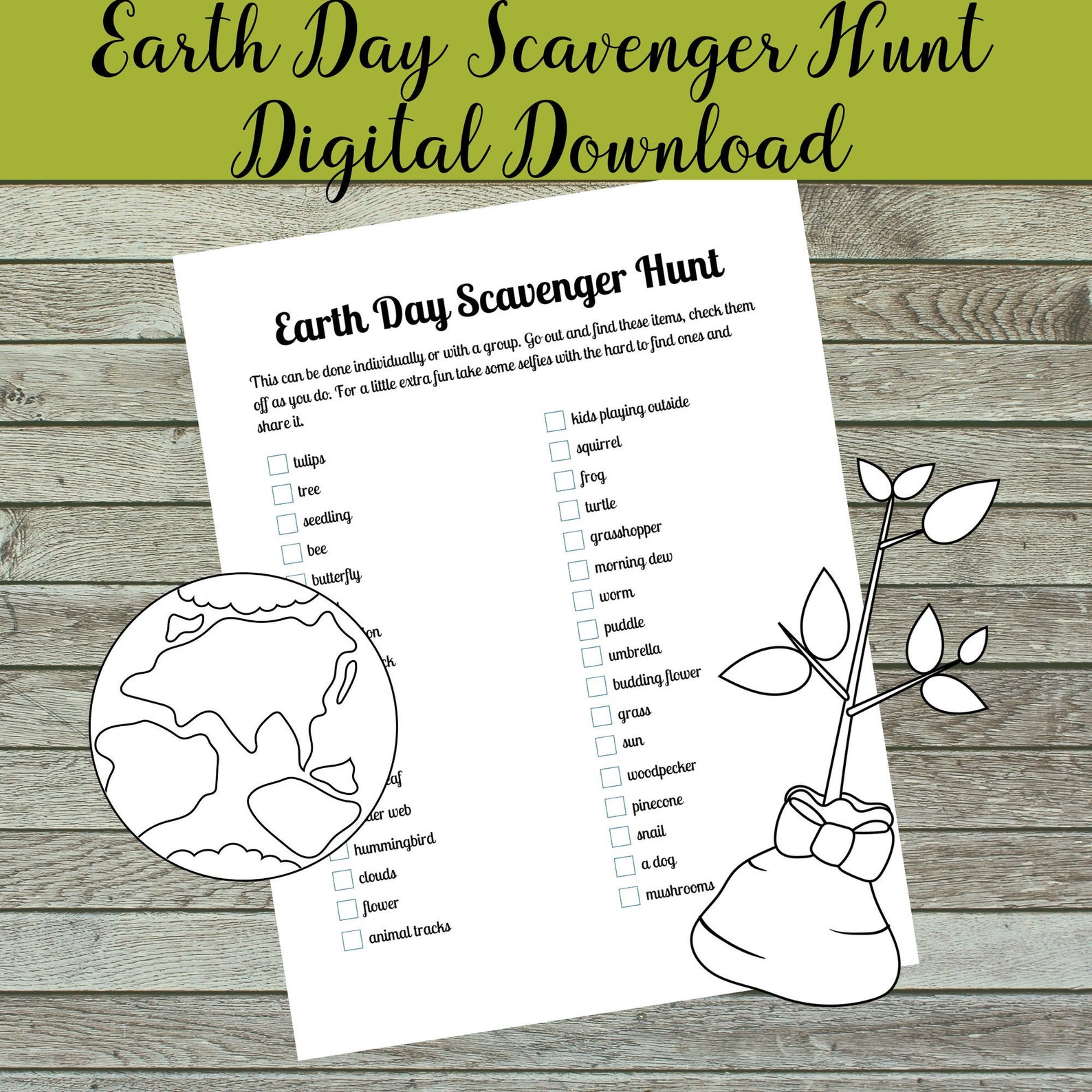 Earth Day Scavenger Hunt Earth Day Printable Earth Day - Etsy