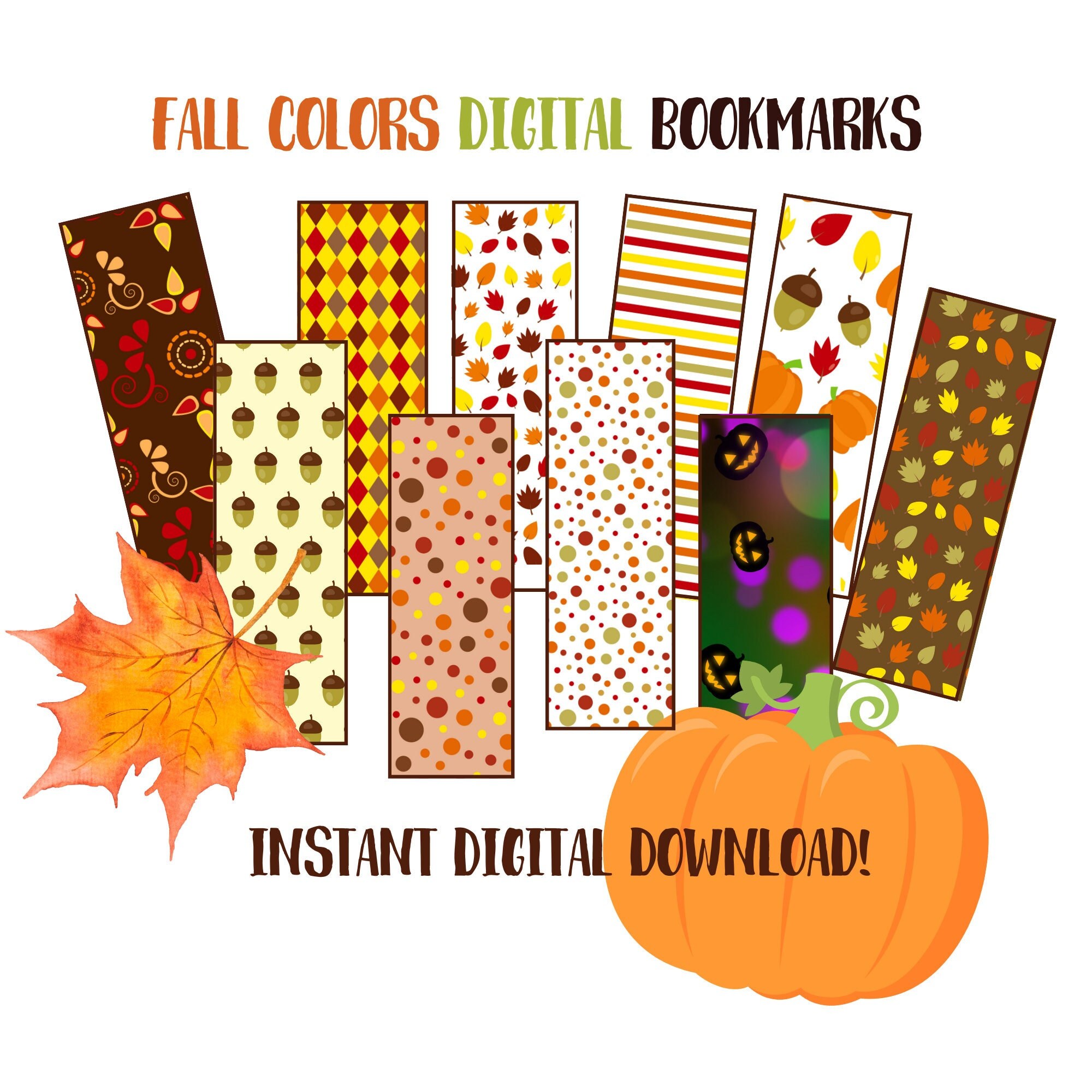 Fall Colors Bookmarks Set of 10 Bookmarks Autumn Bookmarks - Etsy